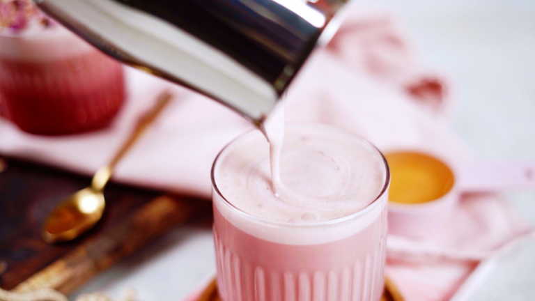 Pink Moon Milk: Dreamy Hibiscus & Rose Petal Elixir for Sweet Sleep