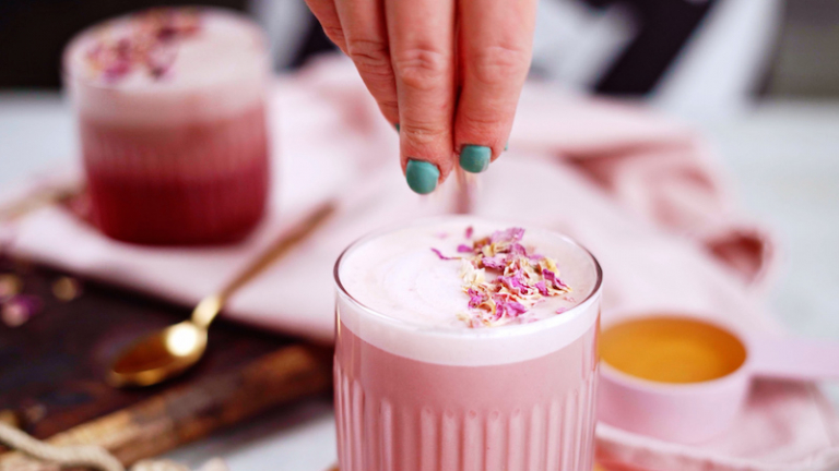 Pink Moon Milk: Dreamy Hibiscus & Rose Petal Elixir for Sweet Sleep